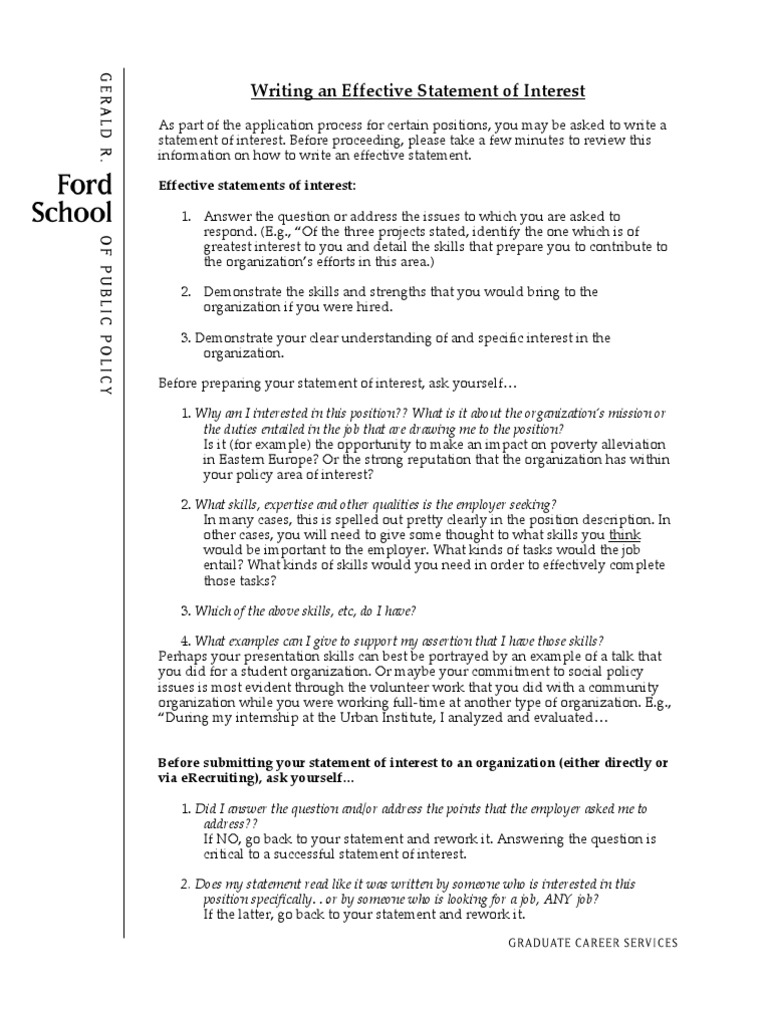 Writing Effective Statement of Interest | PDF | Résumé | Phrase