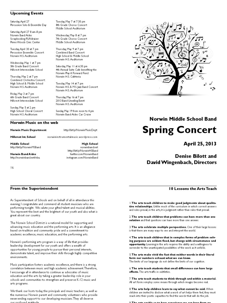 Norwin Middle School Concert Band Program April 2013 | Download Free ...