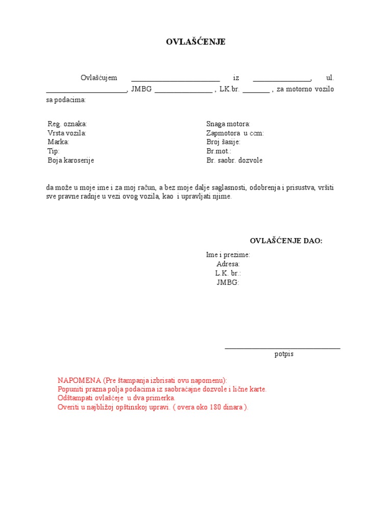 Ovlascenje Za Upravljanje Motornim Vozilom | PDF