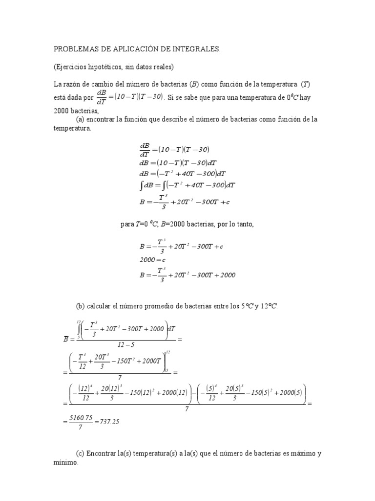 Problemas de Aplicación de Integrales | PDF