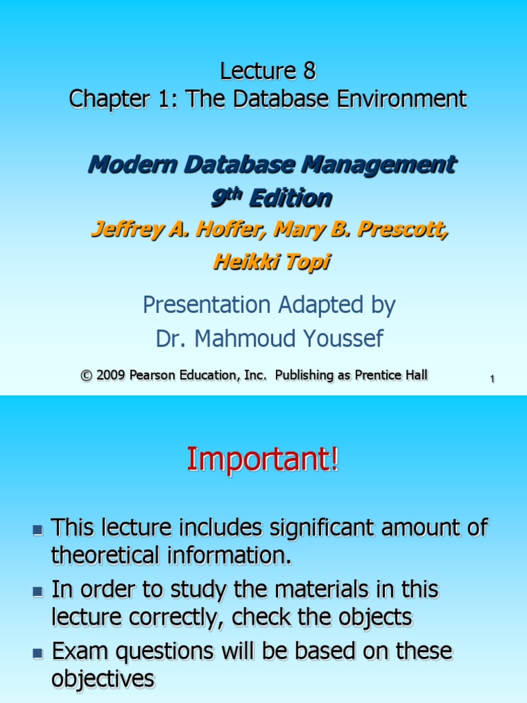 Chapter 1: The Database Environment: Modern Database Management 9 Edition | PDF | Databases | Data