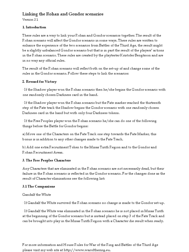 Linking The Rohan and Gondor Scenarios | PDF | Fantasy Worlds | Middle ...