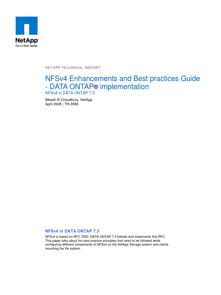 NFSv4 Enhancements and Best Practices Guide Tr-3580 | PDF | File System | Active Directory