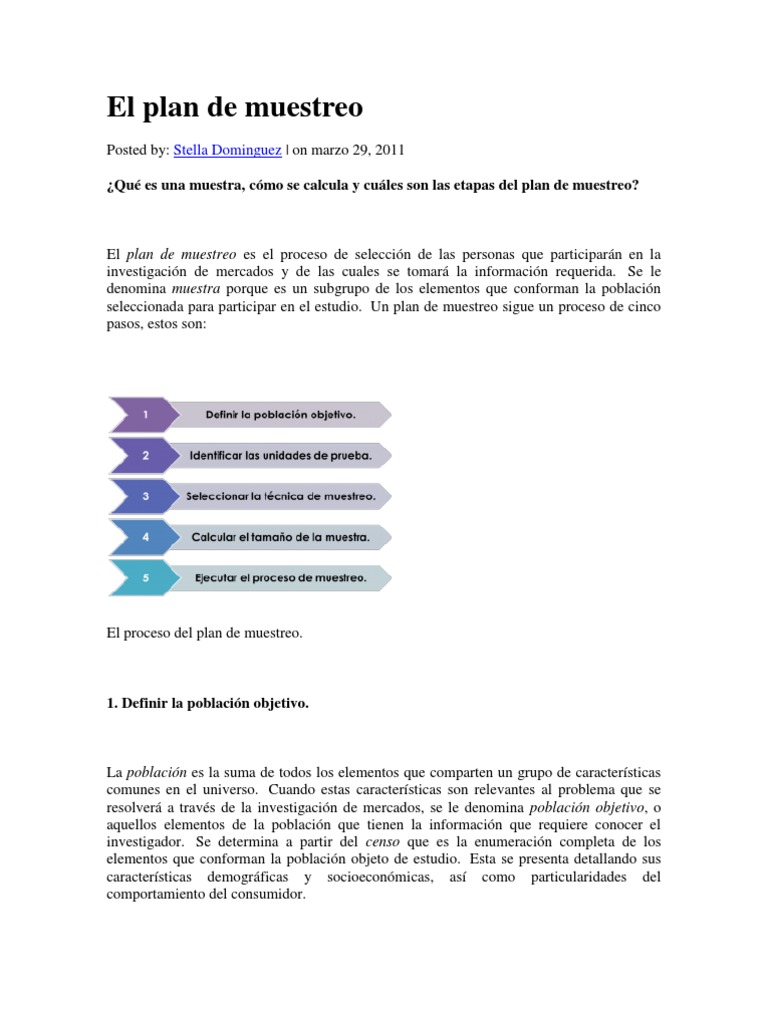 El Plan de Muestreo | PDF | Muestreo (Estadísticas) | Investigación de ...