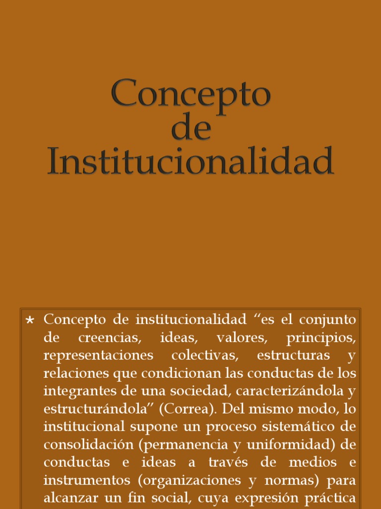 Definición y Concepto de Institucionalidad | PDF