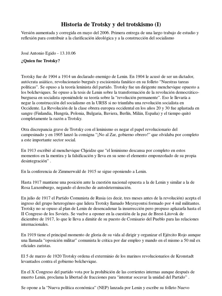 Historia de Trotsky y El Trotskismo | PDF | Leon Trotsky | Vladimir Lenin