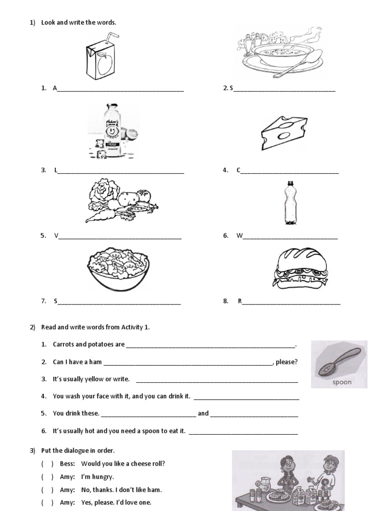 ESL Food Vocabulary and Dialogue Activities | PDF | Cuisine | Food And ...
