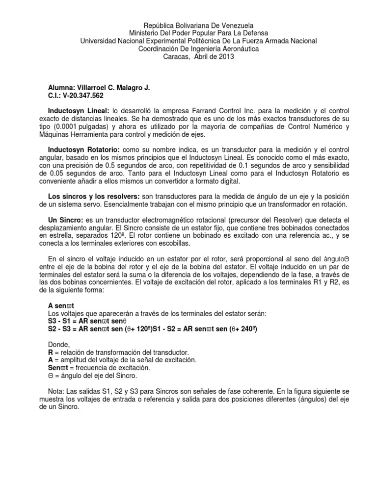Inductosyn | PDF | Transformador | Electromagnetismo