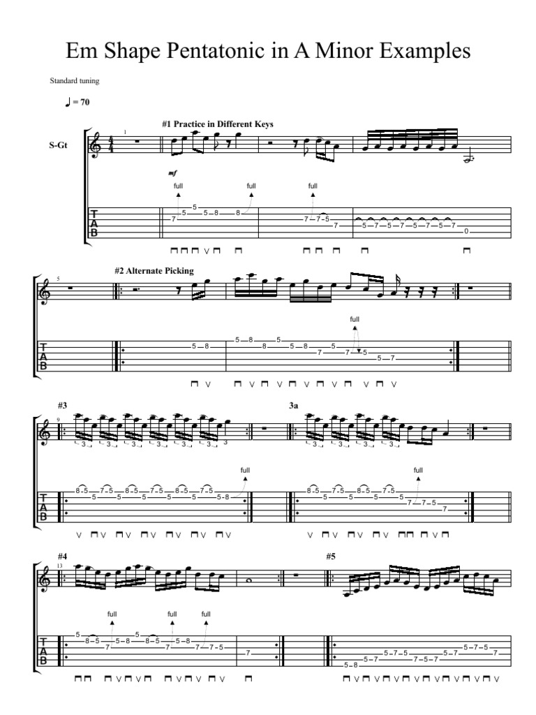 Em Shape Pentatonic in A Minor Examples: 70 #1 Practice in Different ...