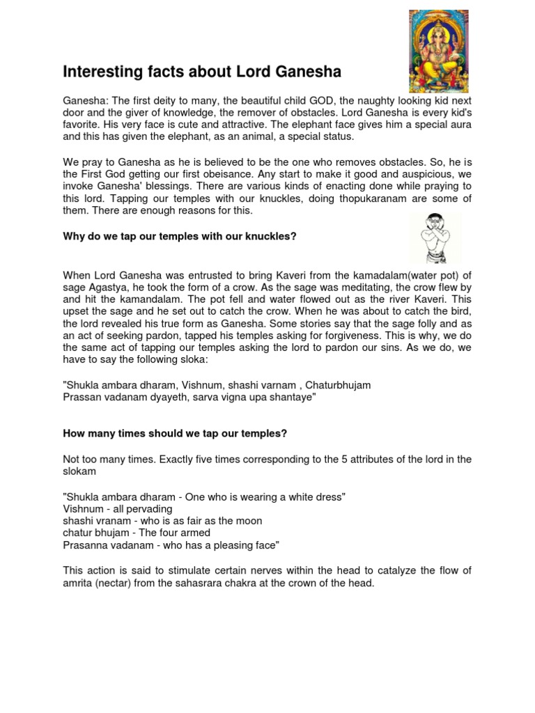 Interesting Facts About Lord Ganesha | PDF | Religious Behaviour And ...