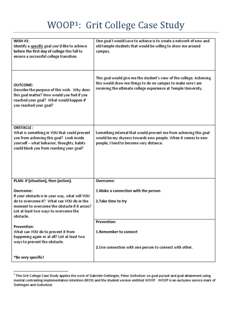 College Grit Case Study1 | PDF | Goal | Applied Psychology