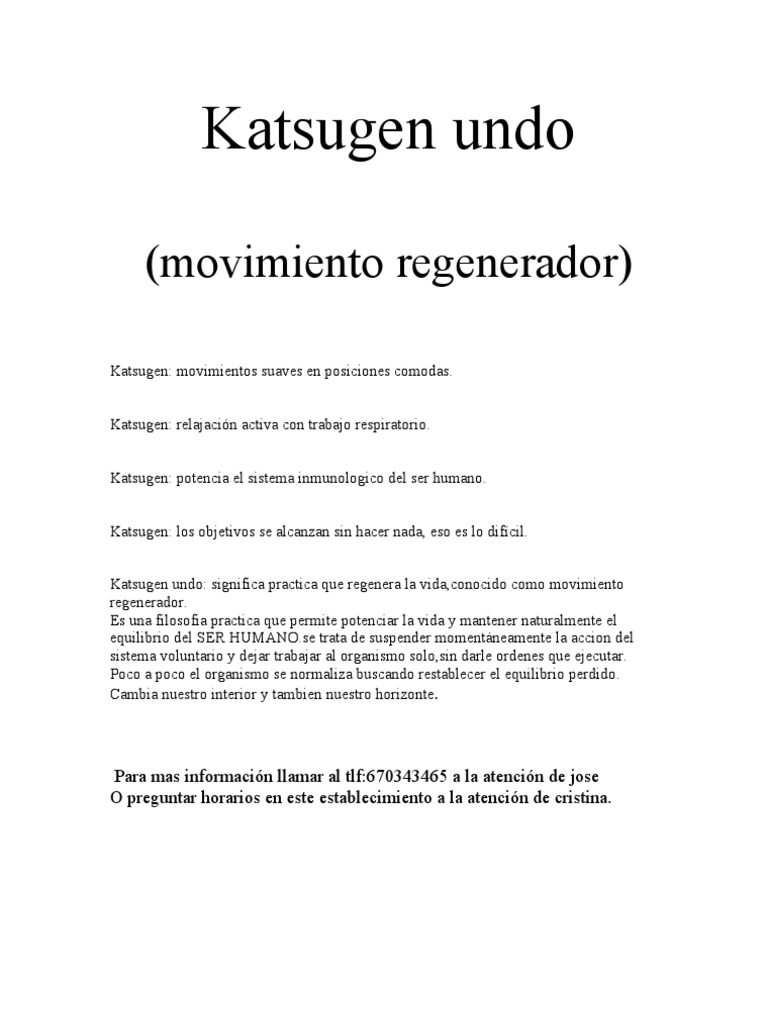 Katsugen Undo: Movimiento Regenerador para el Equilibrio Humano | PDF | Salud y bienestar
