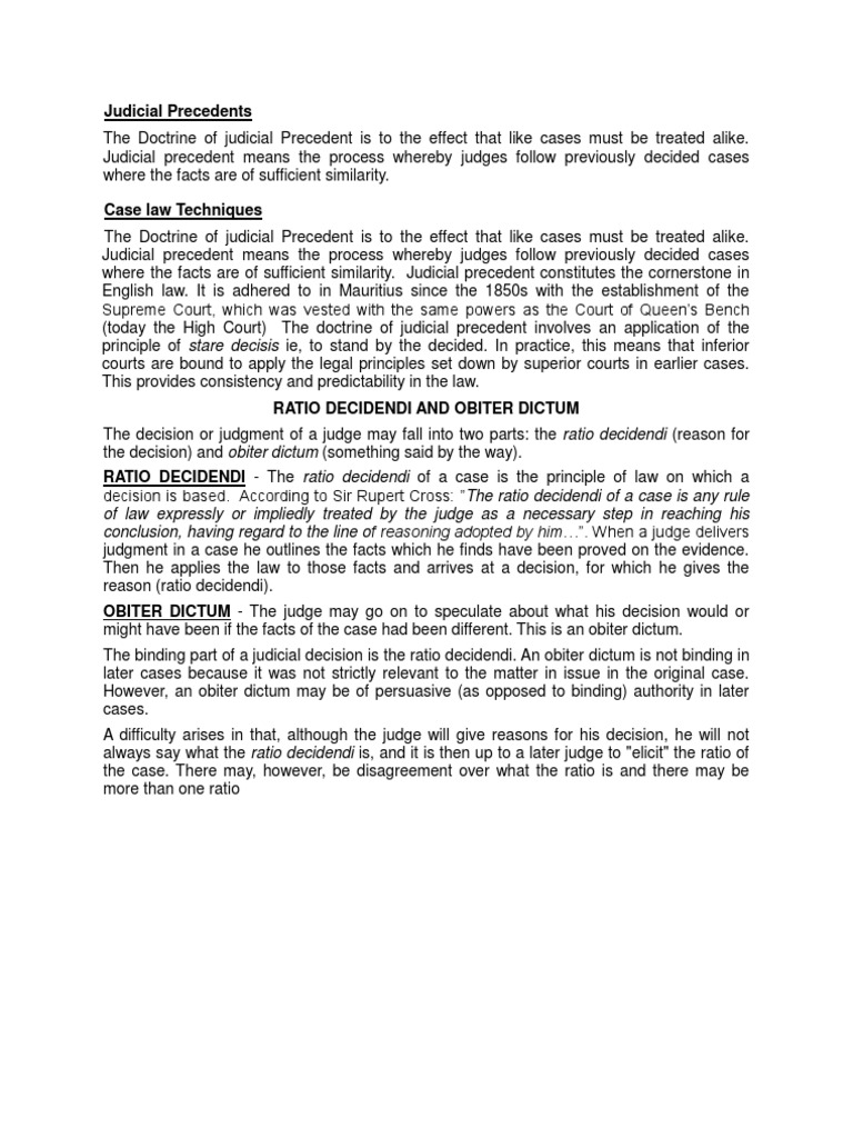 Ratio Decratio Decidendi and Obiter Dictumidendi and Obiter Dictum ...