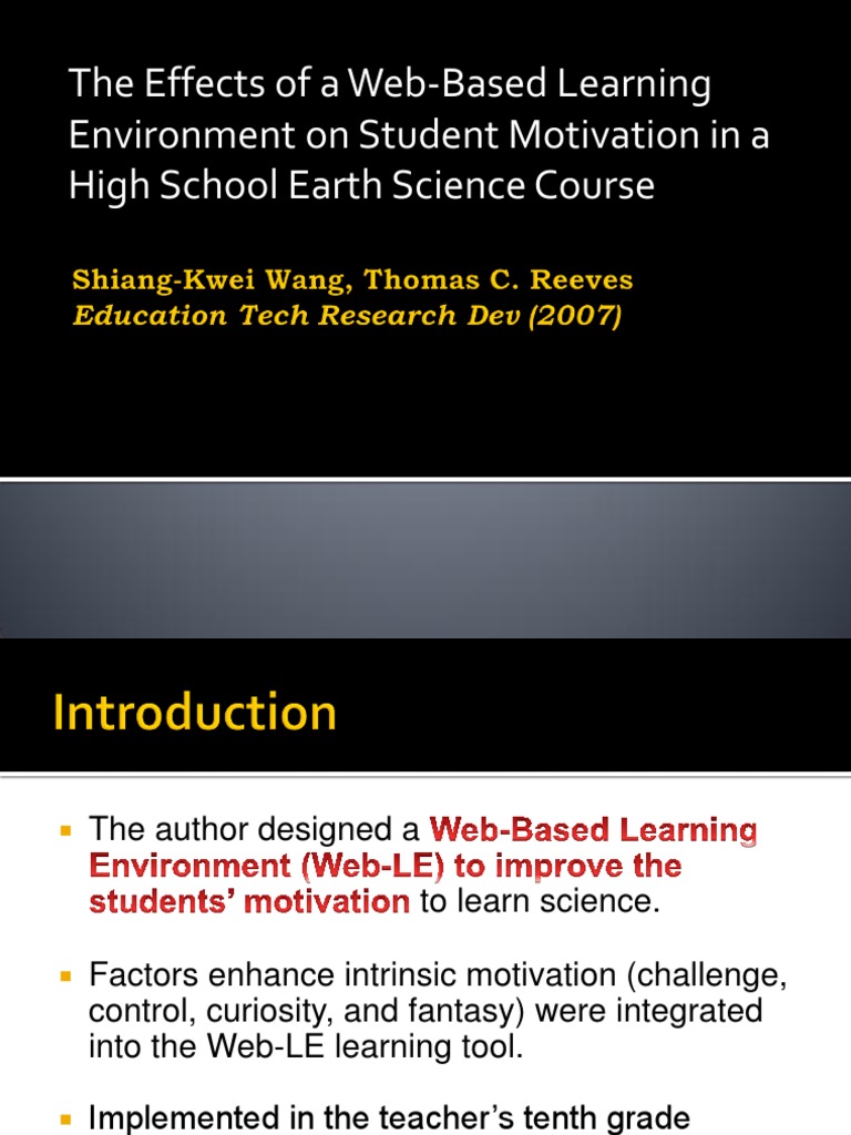 The Effects of A Web-Based Learning Environment On Student Motivation ...