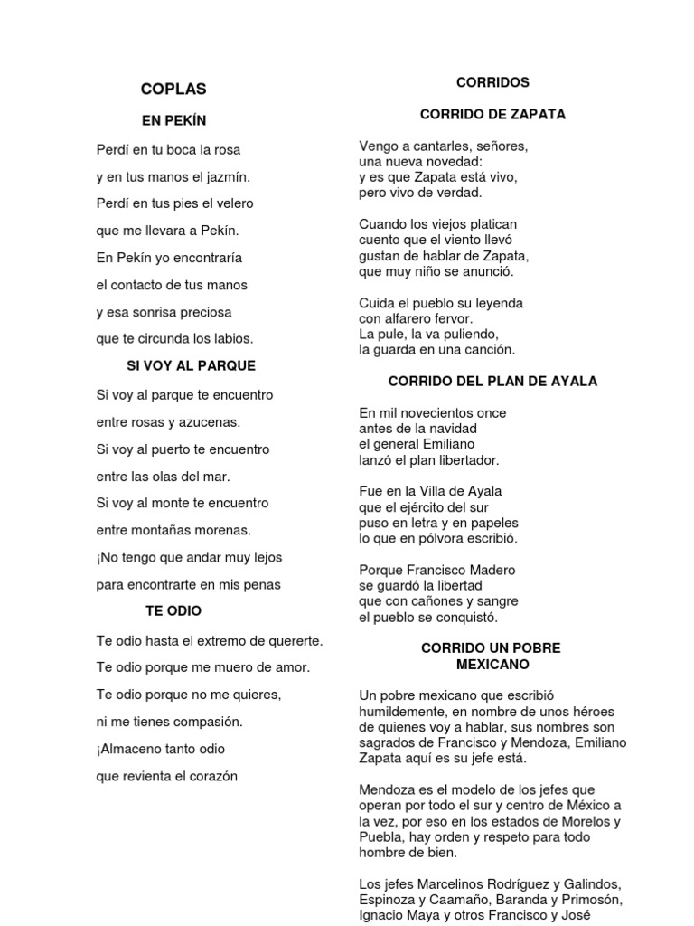 Coplas Corridos Villancicos Romance Infantiles Humoristicas | PDF | Corrido