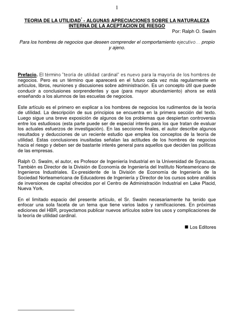 Teoria de La Utilidad Cardinal | PDF | Toma de decisiones | Teoría