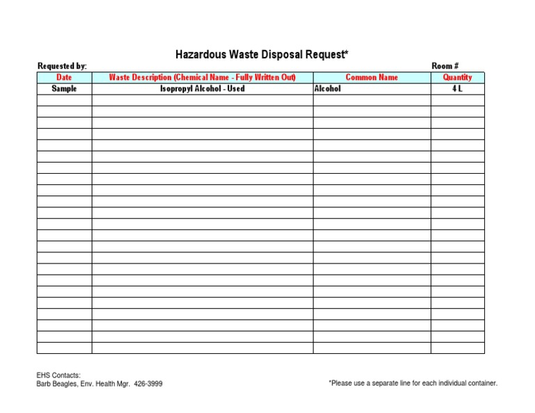 Hazardous Waste Pickup Form | PDF | Pollution | Environmental Issues