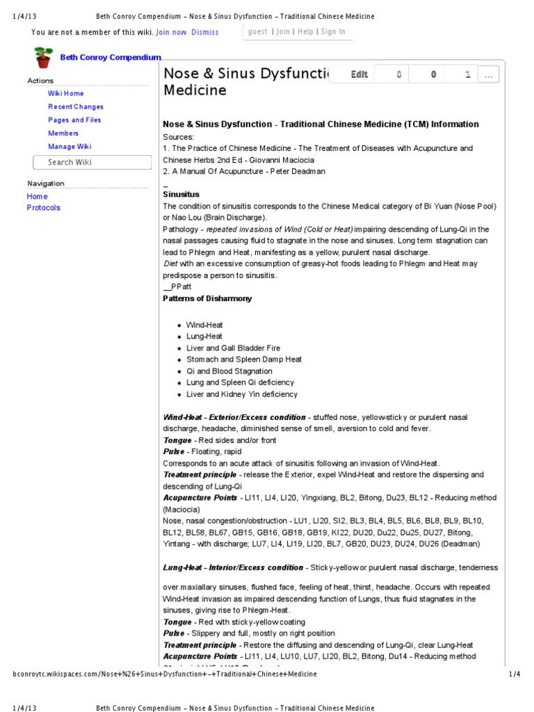 Nose & Sinus Dysfunction - TCM | PDF | Traditional Chinese Medicine ...