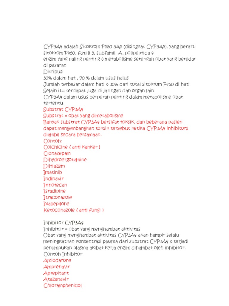 CYP3A4 Adalah Sitokrom P450 3A4 | PDF
