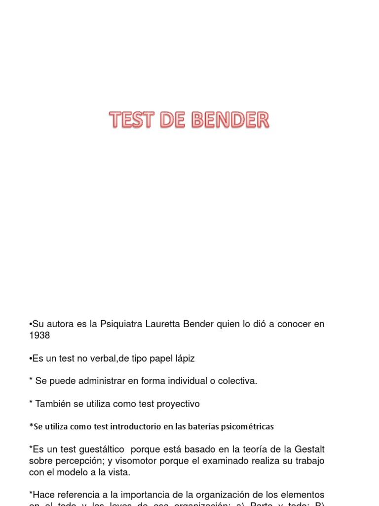 Test Bender | PDF | Percepción | Ciencias del comportamiento