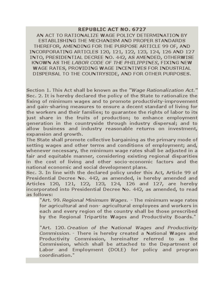 RA 6727 - Wage Rationalization Act | PDF | Employment | Arbitration