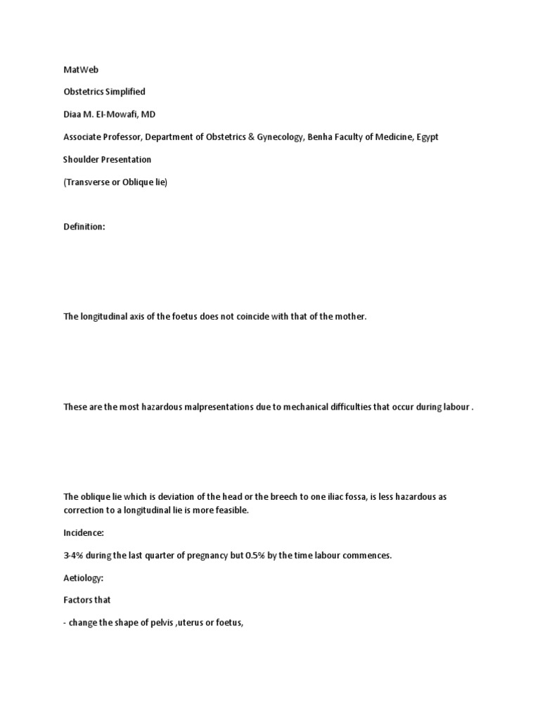 Oblique Presentation