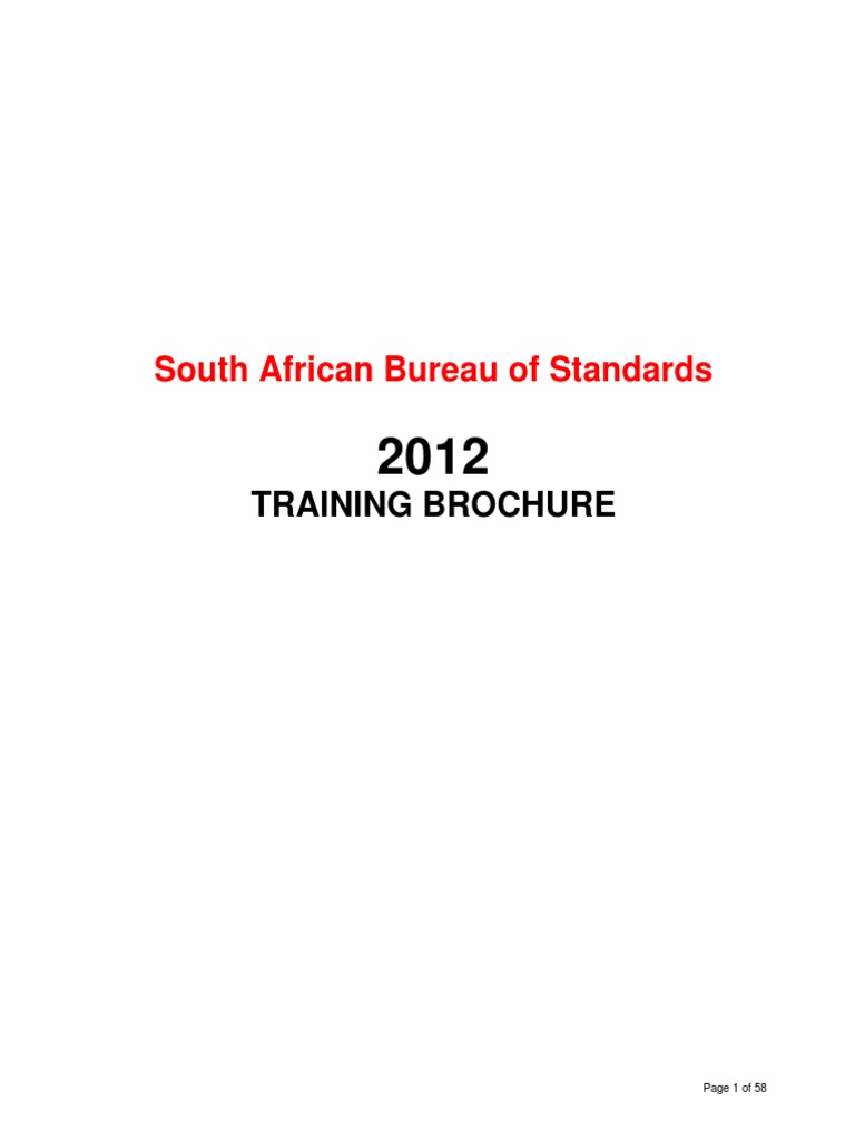 SABS Training Academy 2012 Brochure | PDF | Iso 9000 | Occupational ...