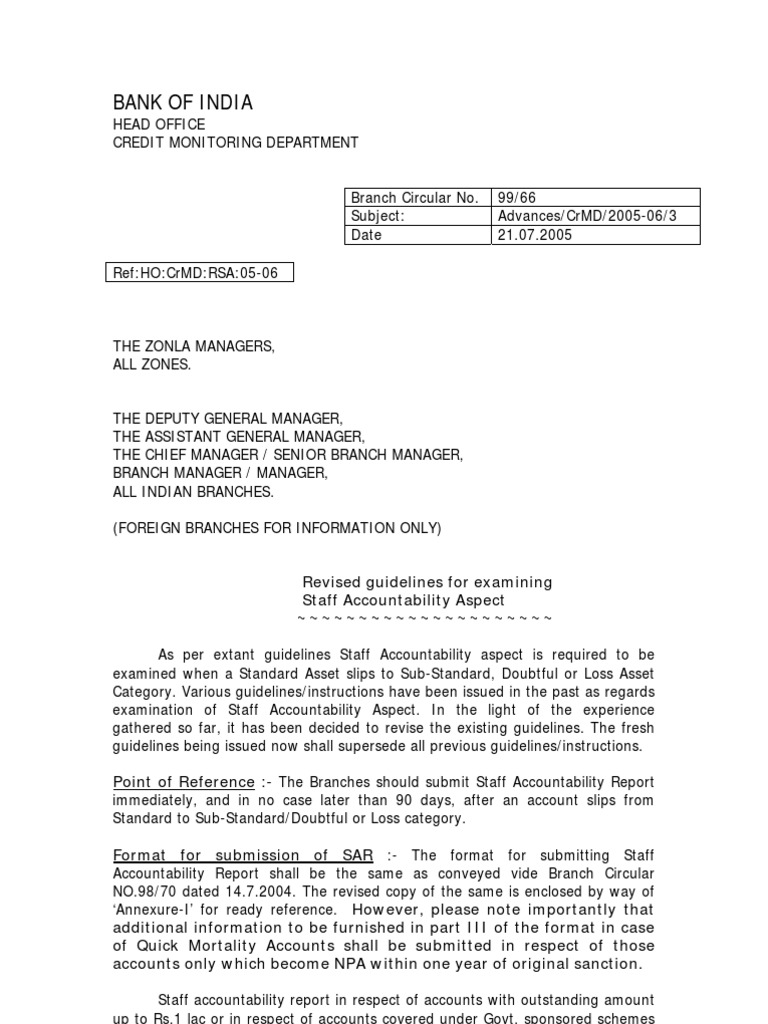 SAR Format | PDF | Reserve Bank Of India | Credit (Finance)