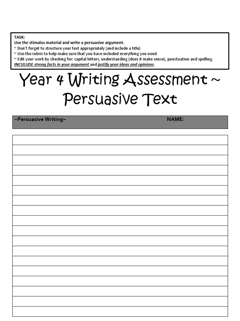 Year 4 Writing Assessment | PDF | Career & Growth | General Fiction