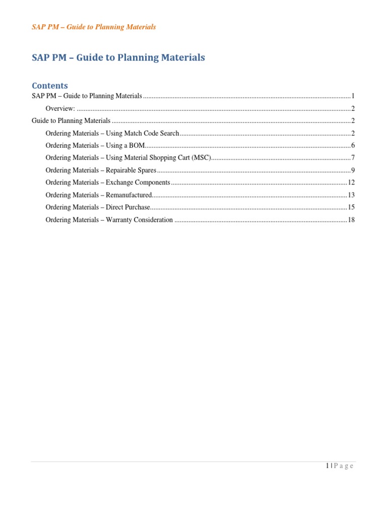 SAP PM Material Planning Guide | PDF | Computer Keyboard | Inventory
