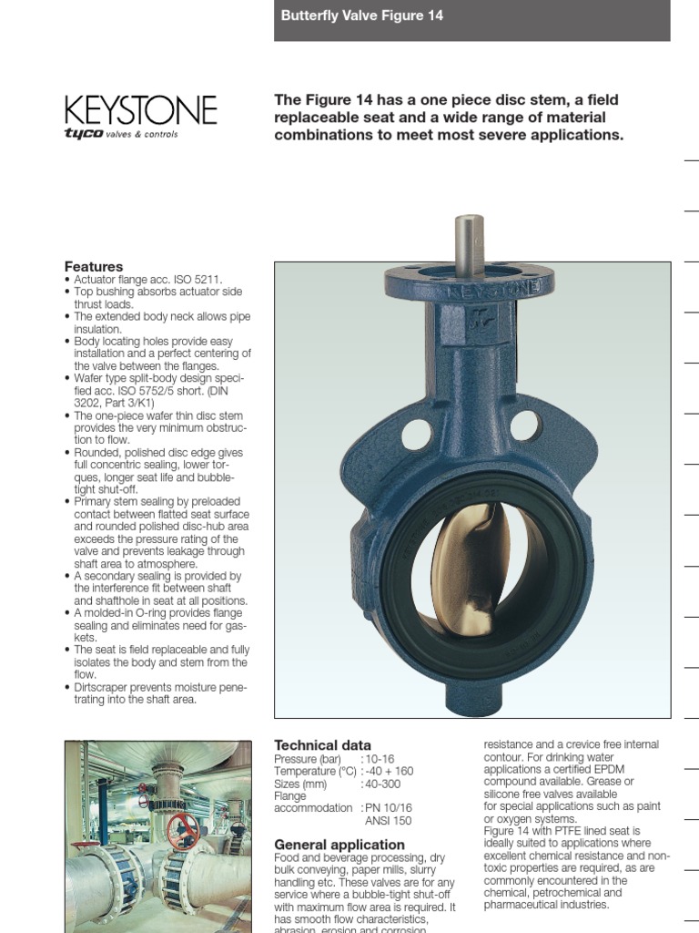 TYCO Keystone F14.Lined - Butterfly.valve en | PDF | Valve | Steel
