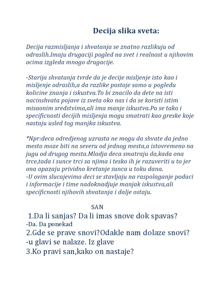 Decija Slika Sveta | PDF