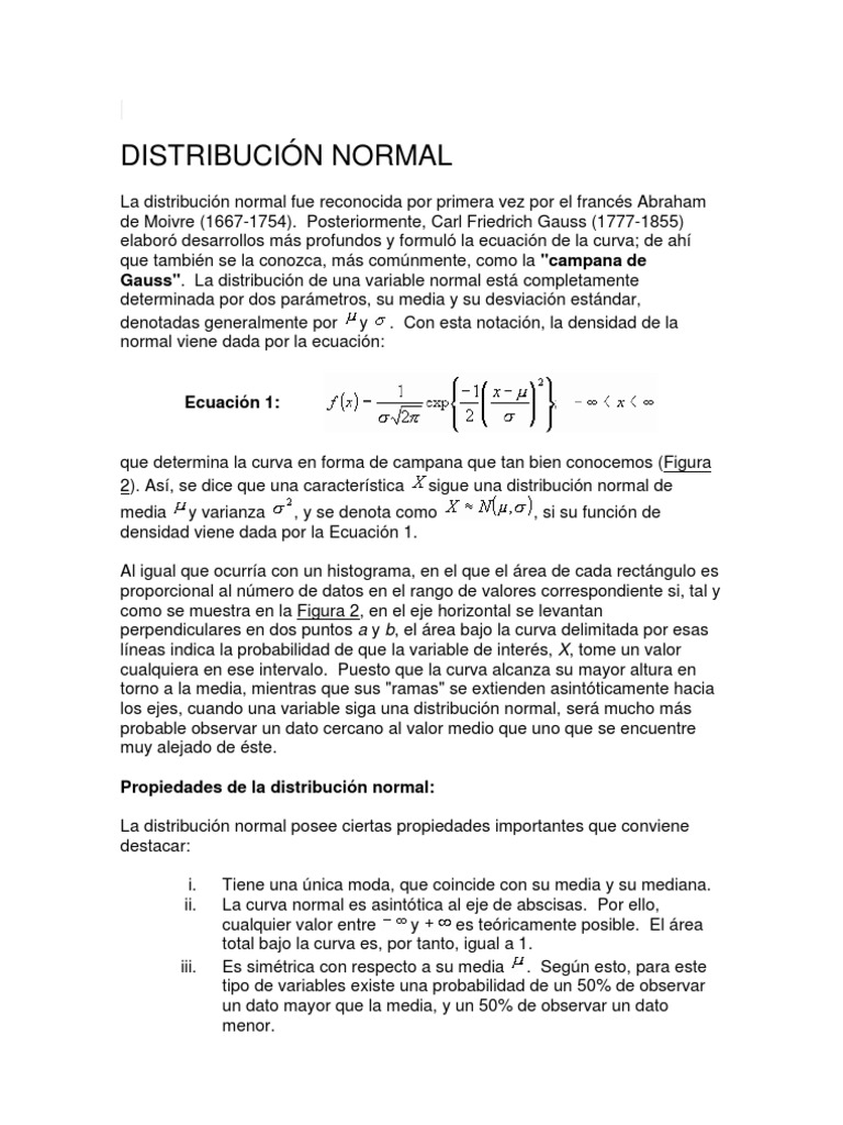 Propiedades y Aplicaciones de la Distribución Normal | PDF ...