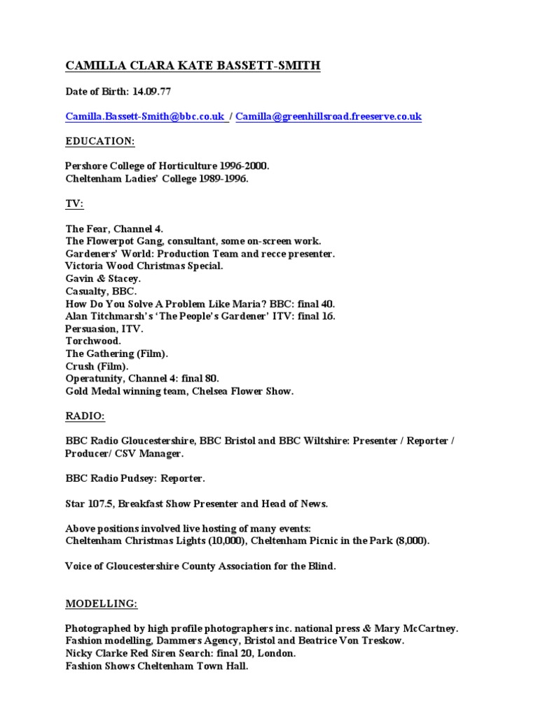 Camilla Casting Document | PDF | Bbc | Theatre