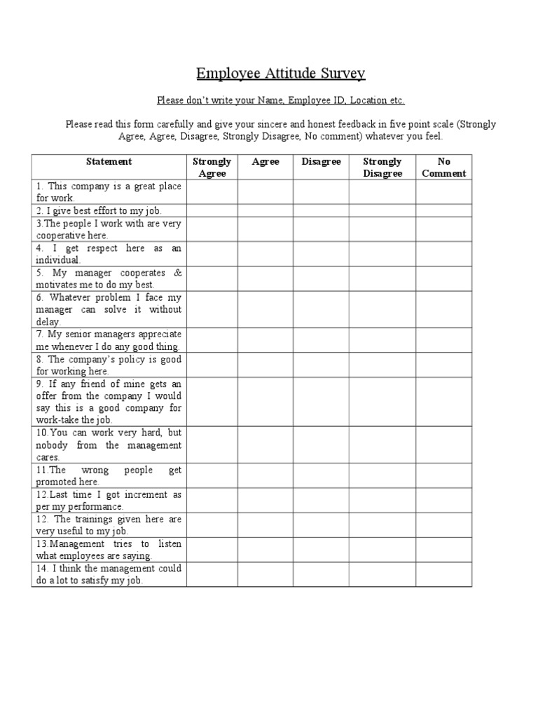 Employee Attitude Survey | PDF