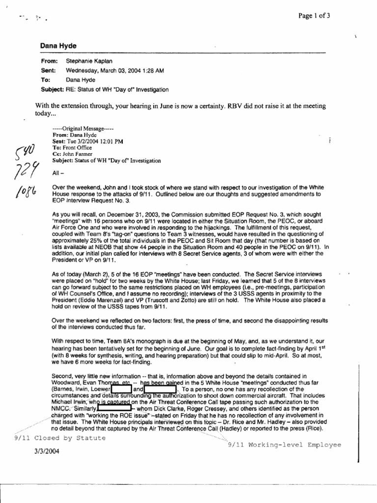 DH B4 White House Requests FDR - Commission Emails and Interview Lists Re White House 092 | PDF ...