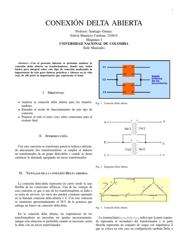Conexion Delta Abierta | PDF | Transformador | Ingenieria Eléctrica
