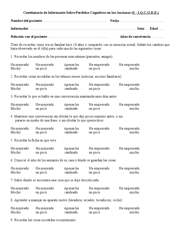 IQCODE Short Spanish | PDF