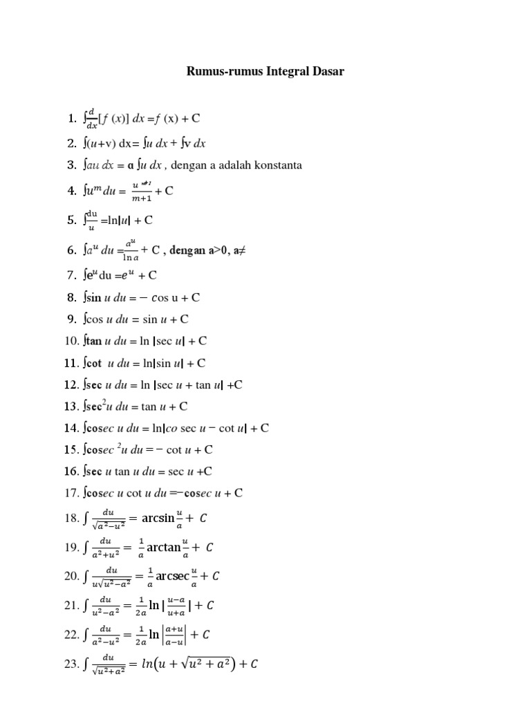 Rumus Dasar Integral | PDF