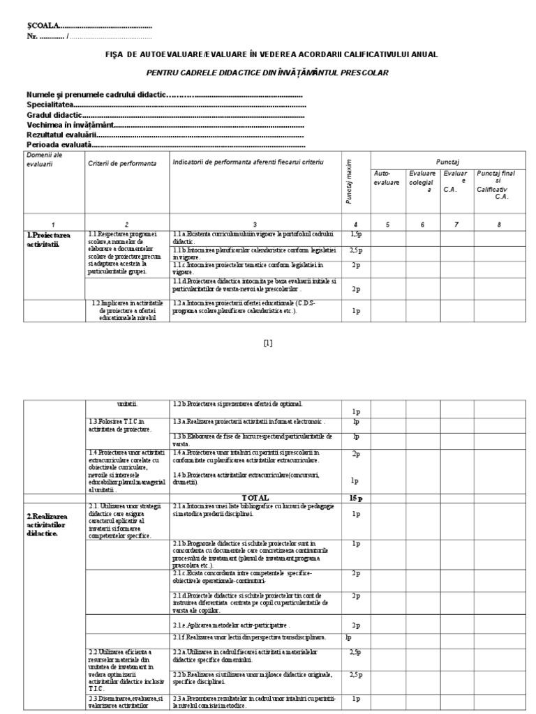 CIRTOJANU Fisa Evaluare Educatoare | PDF