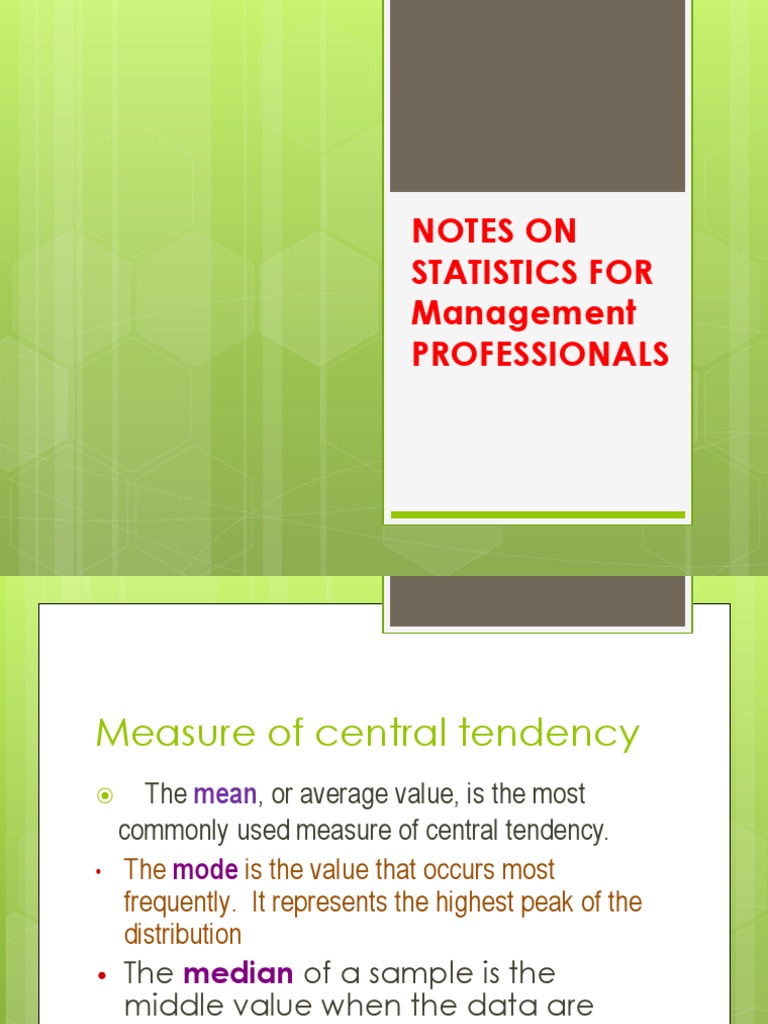 Statistics Essentials for Management Professionals | PDF | Type I And ...