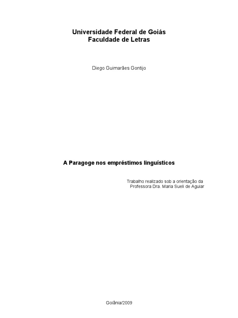 A Paragoge Nos Empréstimos Linguísticos | PDF | Português (idioma ...