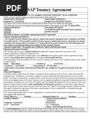 Tenancy Agreement Template Pdf