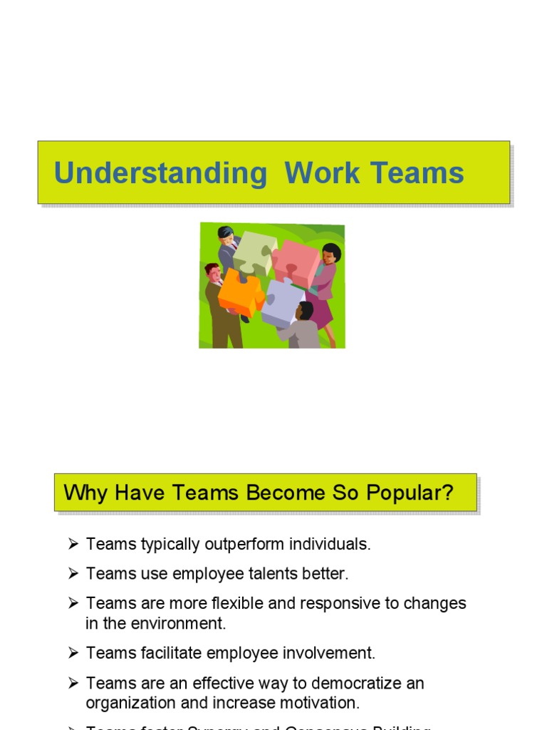 Understanding Work Teams | PDF | Leadership | Goal