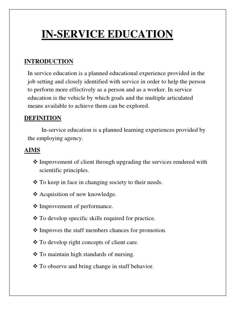 Inservice Education | Nursing | Employment