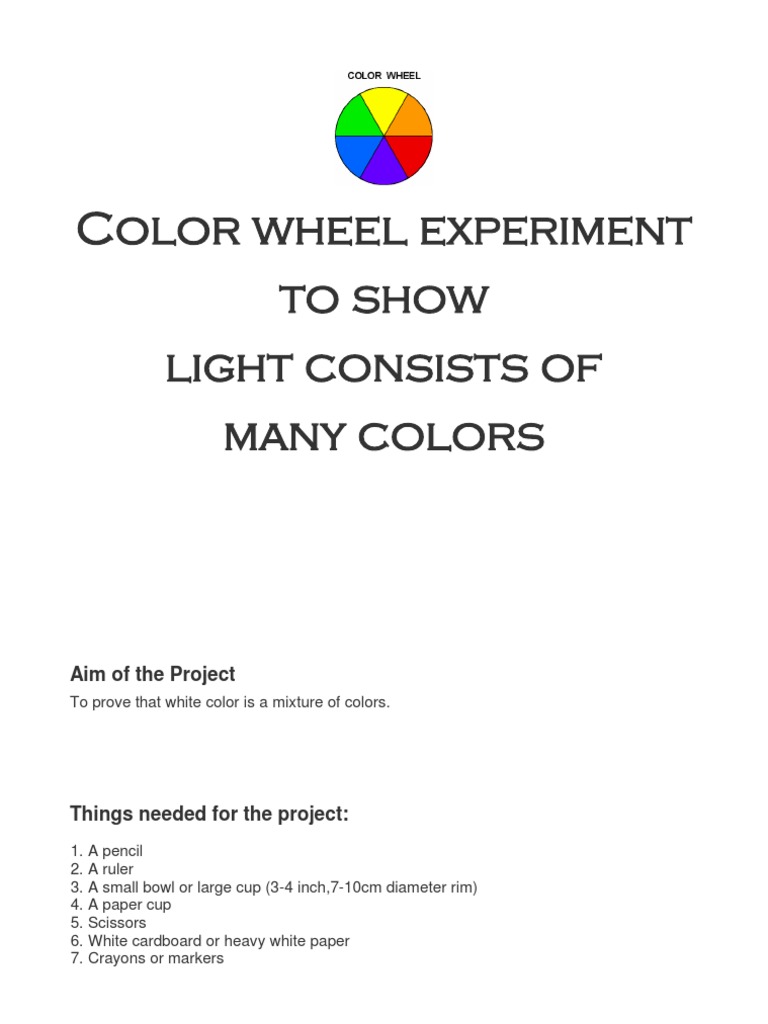 Color Wheel Experiment | PDF | Senses | Color