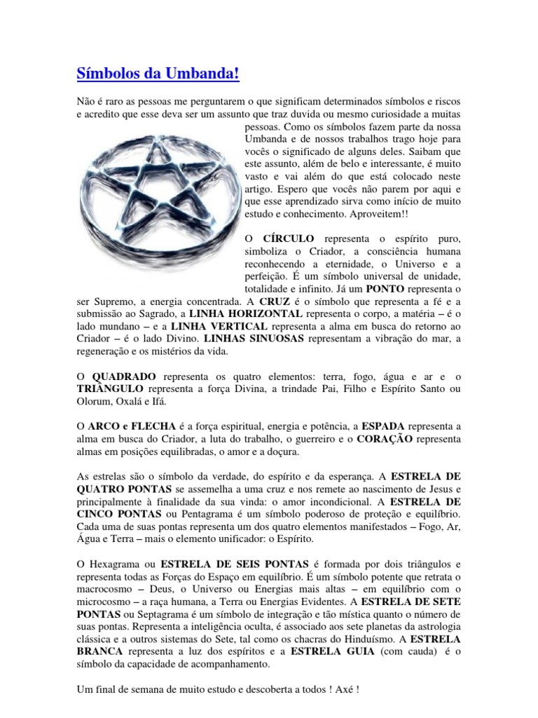 Símbolos Da Umbanda | Download grátis PDF | Deus | Espírito
