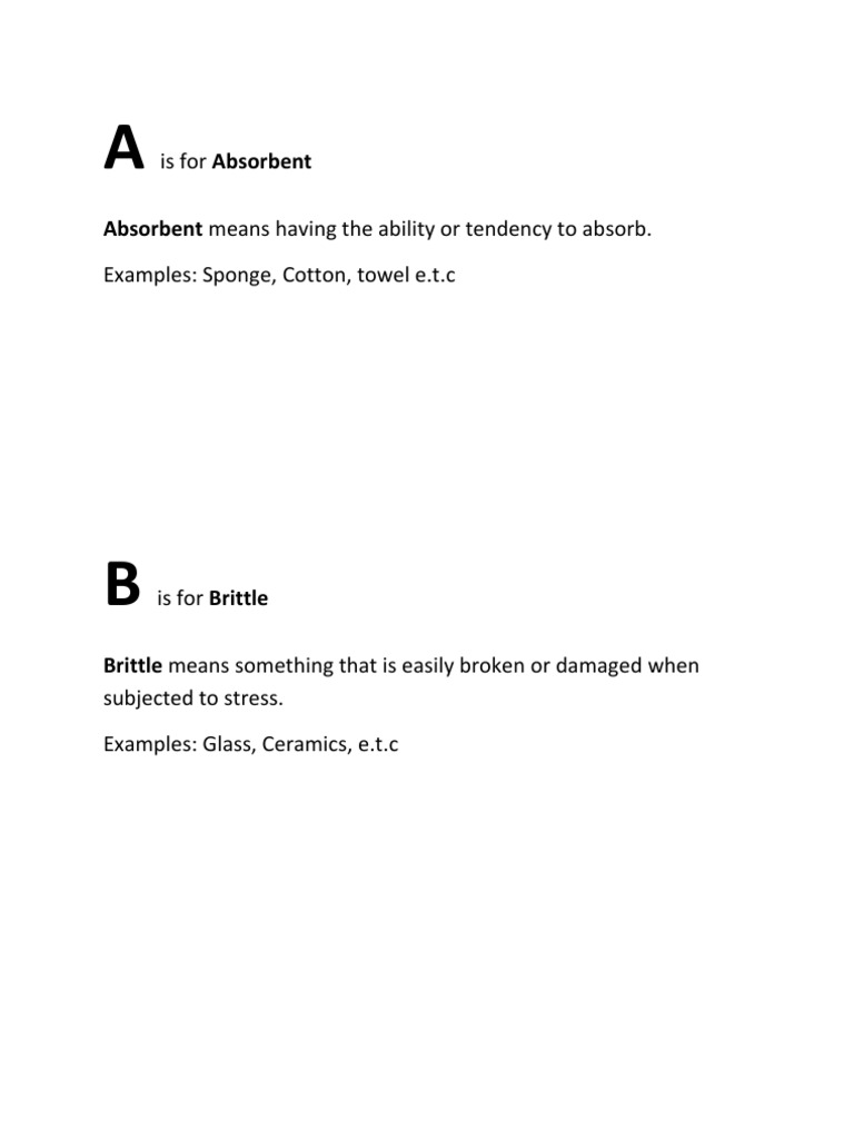 A Is For Absorbent | PDF | Solid | Materials