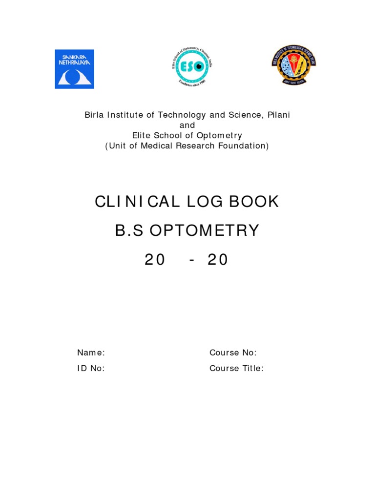 Third Years Log Book | PDF | Optometry | Clinical Medicine