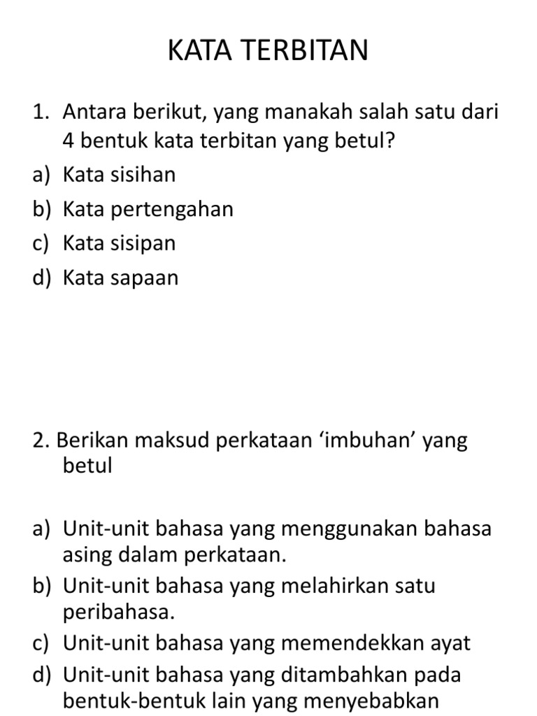 Kata Terbitan | PDF